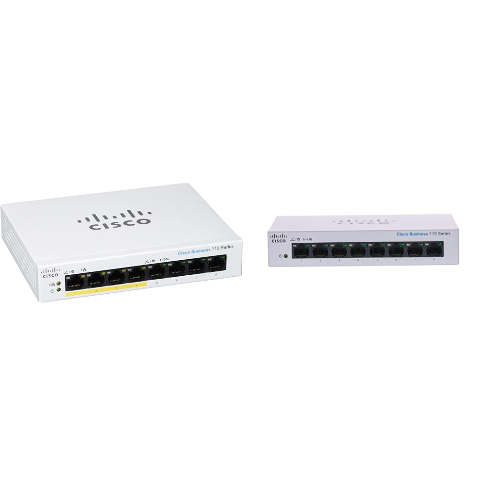 Cisco Business CBS110 Series Unmanaged Gigabit Ethernet Switches | 8 Port | Partial PoE | Desktop | Ext PS | Limited Lifetime Protection