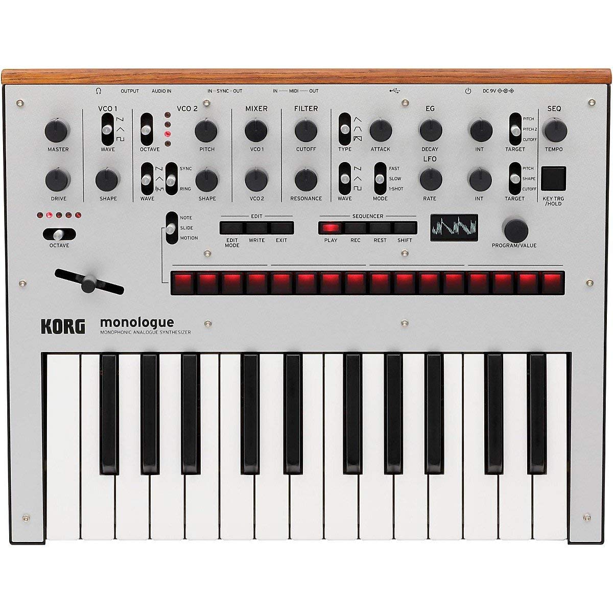 Korg Monologue Monophonic Analog Synthesizer with Presets-Silver (MONOLOGUESV) (Renewed)