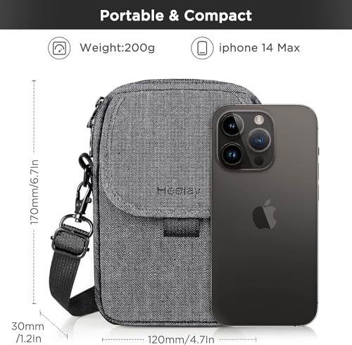 Heelay Shoulder Travel Crossbody Side Bag with Arm Band,Fits iPhone and Android,Use for Running, Walking, Hiking & Biking 6.7 * 4.7In (Black)