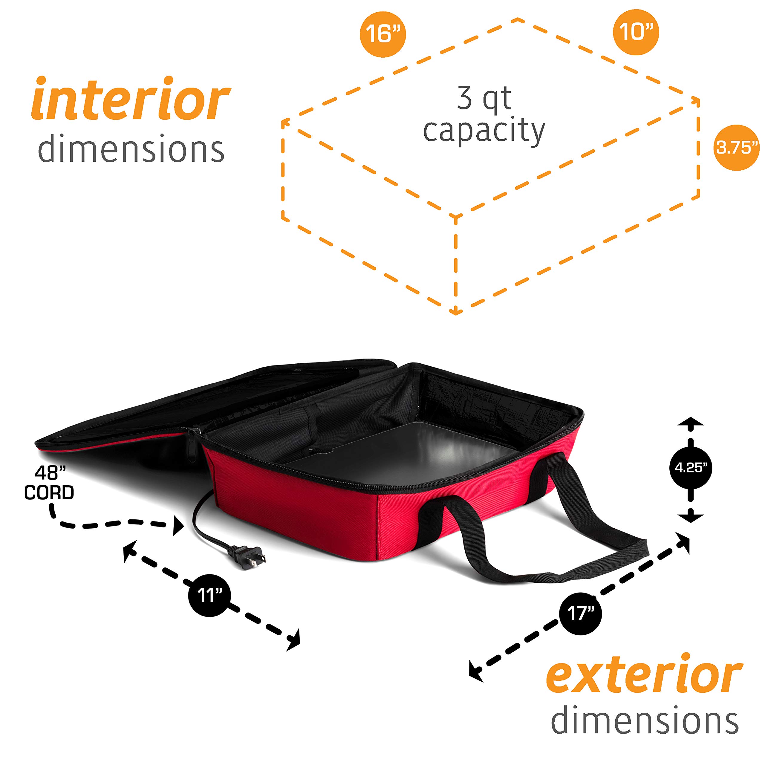 HOTLOGIC Food Warming Tote, Casserole Carrier 120V, Red