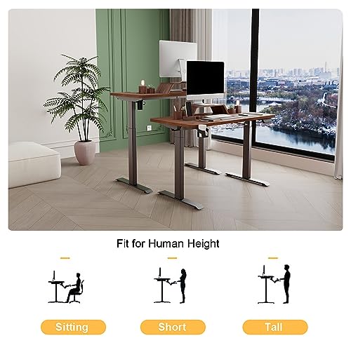 Height Adjustable Electric Standing Desk, Memory Computer Workstation Table, Stand Up Desk with Preset Controller & Headphone Hook, Sit to Stand Desk for Home Office (Single Motor with Desktop)