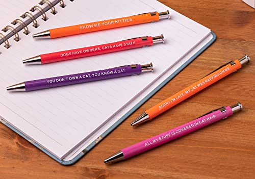 MilkToast Brands Funny Cat People Pens, A snarky gag gift for pet owners or coworkers, Black pens, CP101