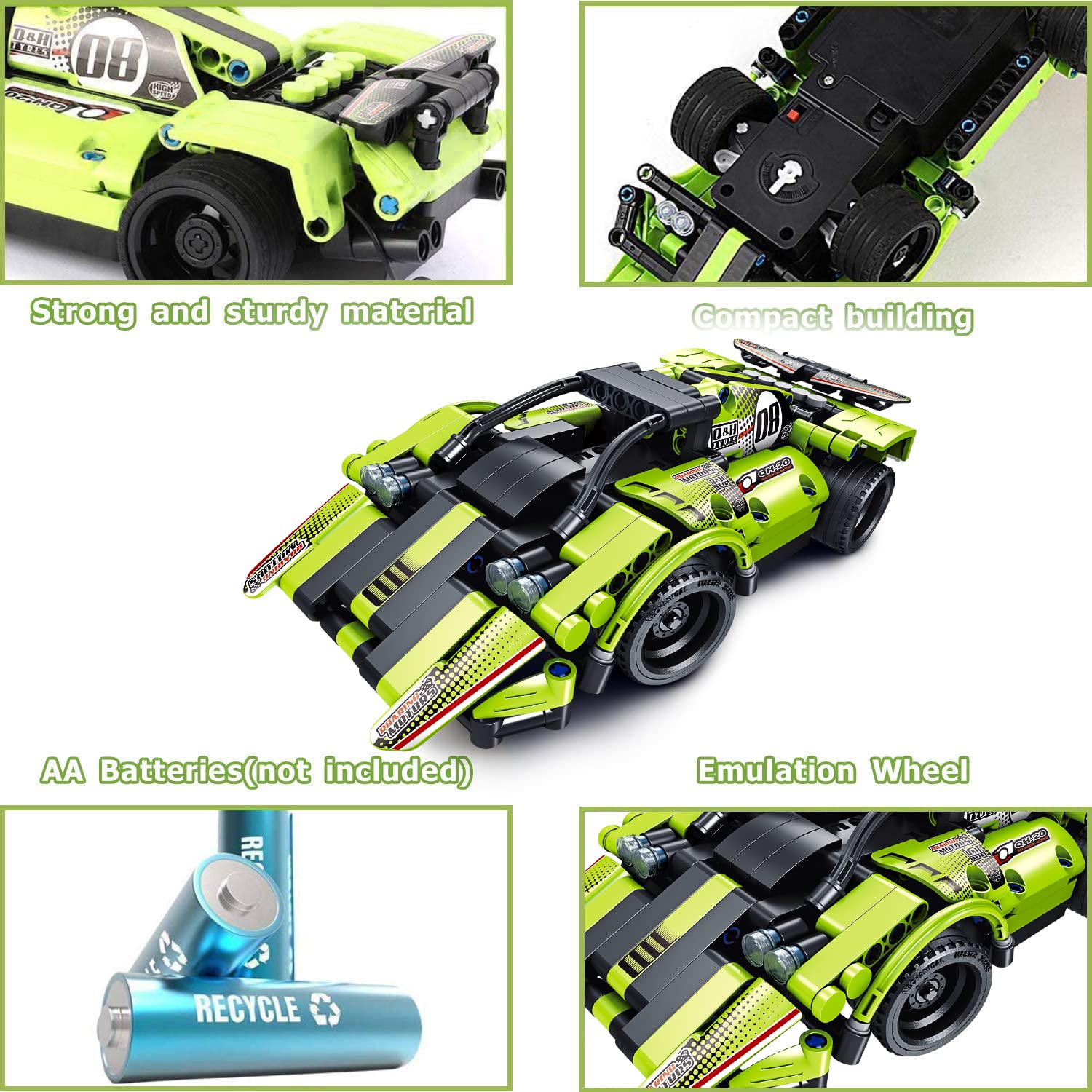STEM Building Toys for Kids, 335 Piece Building Kit 2 in 1 Remote Control Racing Car Snap Together Engineering Kits Early Learning Racecar Building Blocks Best Gift for 6+Year Old Boys and Girls