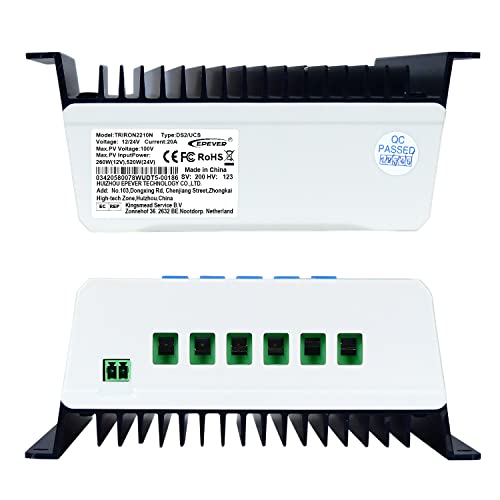 EPever MPPT Charge Controller 20A 12V/24V Auto Solar Panel Charge Controller Intelligent Regulator Tririon2210N wth DS2 + UCS modules (20A,Triron2210N)