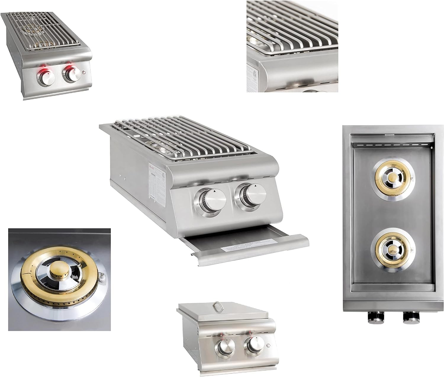 BLAZE BBQ Outdoor Gas Grill Package of 40β LTE Built-in Gas Grill, LTE Built-In Double Side Burner, 32β Door & Two Drawers Combo, Double Trash Drawer, 20β Compact Refrigerator, and Accessories