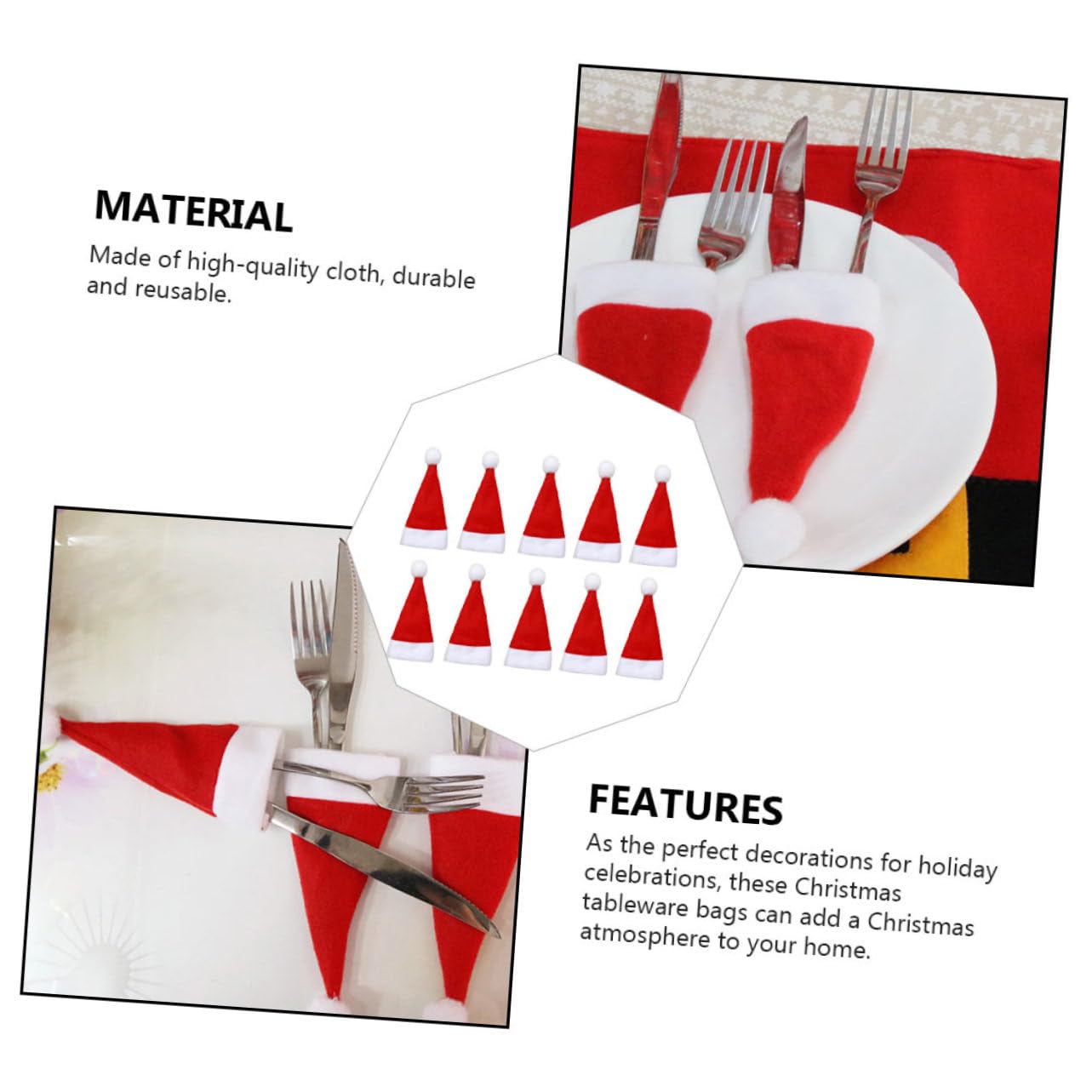 BESTOYARD 12pcs Christmas wine bottle cap Mini Xmas Knives And Forks Bags Candy Wine Bottle Holders christmas tableware cover christmas candy tableware bags 15c dining table fork spoon cloth