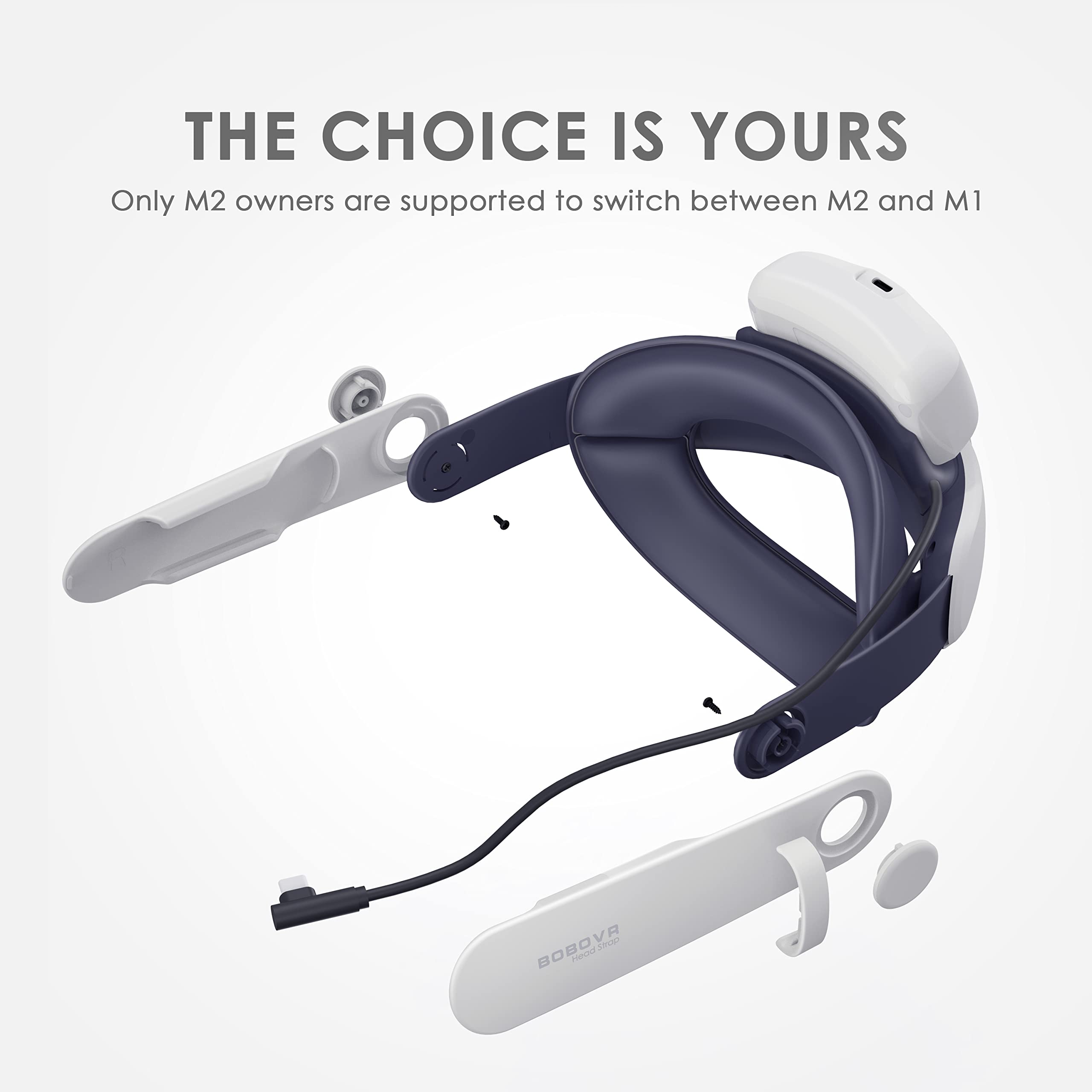 BOBOVR Strap Retrofit Kit for M2 Plus to M1 Plus,Honeycomb Back Pad Design, Quickly convert the M2 battery version to the M1 Plus version.