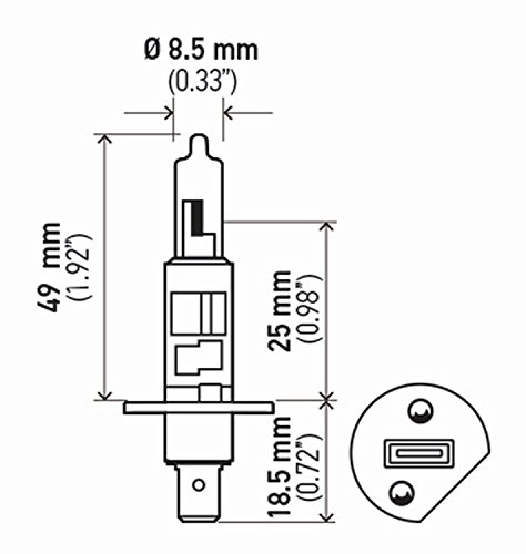 HELLA H1 2.0TB High Performance Bulb, 12V, 55W, 2 Pack