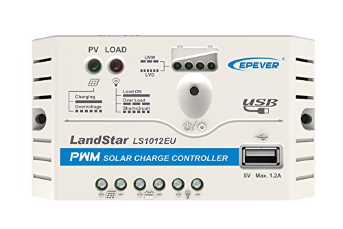 EPEVER Solar Charge Controller 10A 12V LS1012EU with USB Port 5V/1.2A Output PWM Regulator LED Indicator for Off Grid Solar Panel Battery Charging System (LS1012EU)