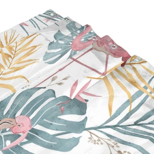 BLuevi Pink Flamingo Shower Curtain for Bathroom Waterproof Fabric with Hooks 72x72 Inch