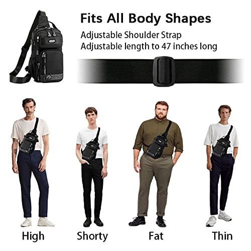 FASNAHOK Crossbody Sling Backpack for Men Women Multipurpose Cross Body Chest Bag Travel Hiking Casual Daypack (Black)