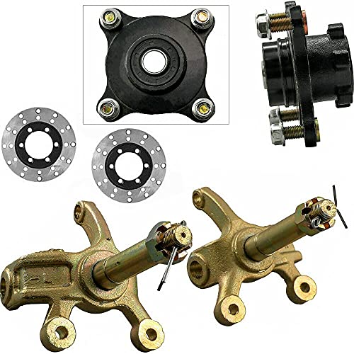PanDair Upgraded 4 Stud Wheel Hub Front Steering Spindle Brake Disc Rotor,Front Steering Knuckle Hub Assembly for 125cc 150cc 200cc Quad Dirt Bike Go Kart Buggy 4 Wheeler ATV UTV DIY