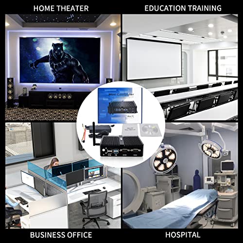 HISTTON Mini PC Fanless Mini Desktop PC Celeron J4125 DDR4 4GB RAM, 32GB SSD, Mini Desktop Computer, Dual LAN, BT4.0, Mini Desktop PC with HDMI/VGA Port,Fanless Mini PC Windows 10 Pro Industrial PC
