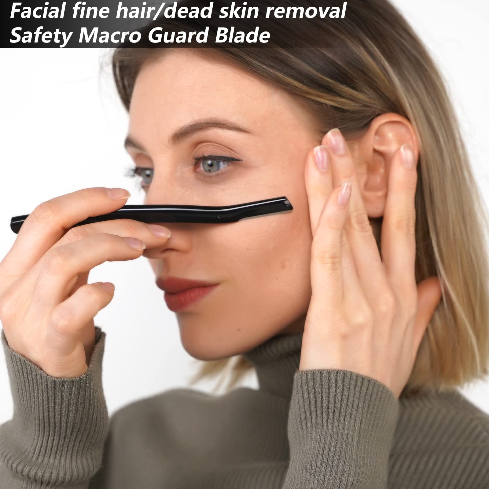 Dermaplaning razor,Eyebrow razor, metal eyebrow trimmer, replaceable blades, Shaver and Eyebrow Shaper For Women & Man,with 20 blades (black)