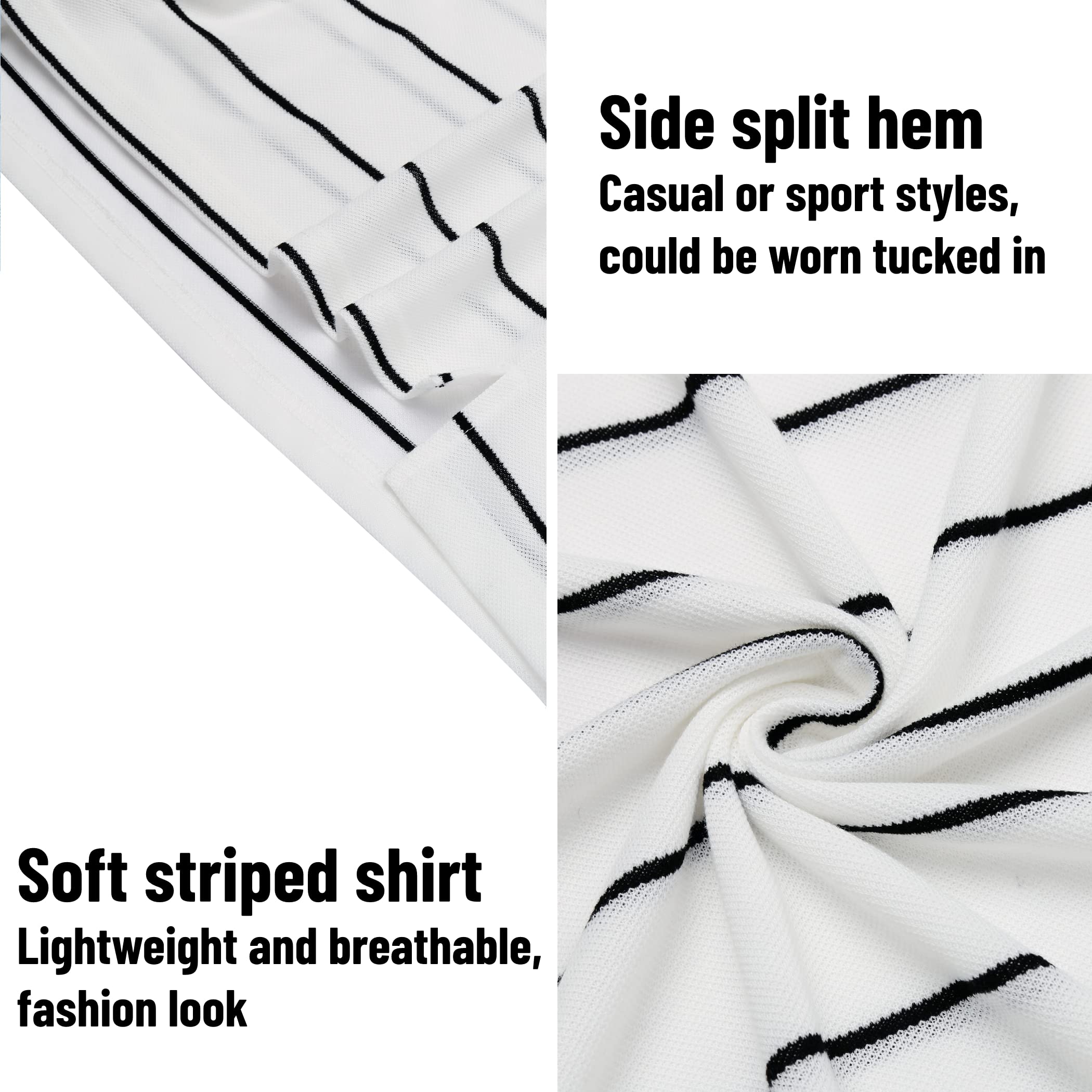 COOFANDY Men's Short Sleeve Polo Shirts Classic Fit Casual Lightweight Striped Golf Polo T Shirts