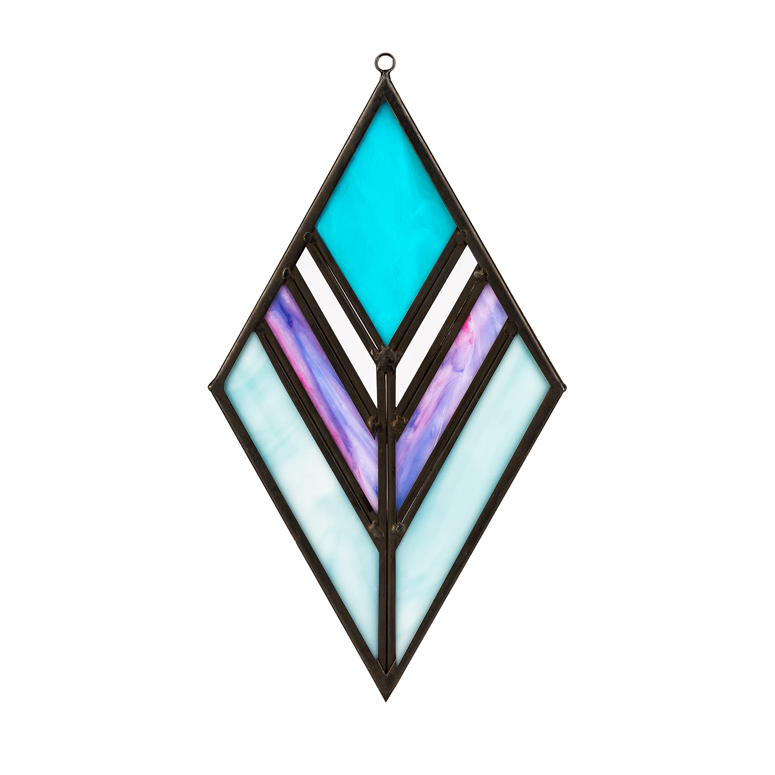 Mushroom Wreath Stained Glass Window Hanging (Turquoise) - Aesthetic Room Decor Sun Catchers for Home Decoration, Kitchen, Office, and Garden Decor. Home Decor Birthday Gift for Women