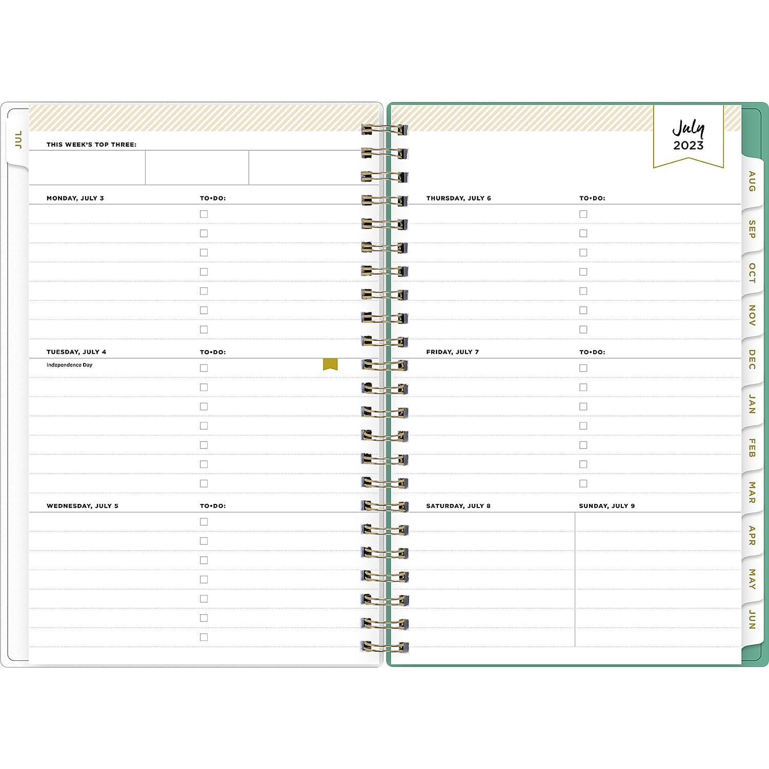 Blue Sky Day Designer for 2023-2024 Academic Year Weekly and Monthly Planner, 5' x 8', Frosted Flexible Cover, Wirebound, Palms (137892-A24)
