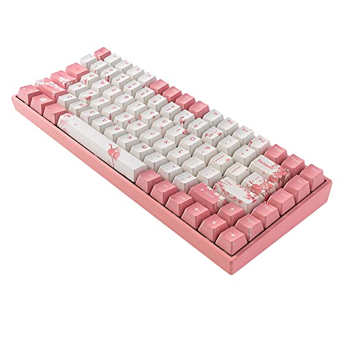 BOYI KD84 Hot Swappable 75% Compact Gateron Yellow Switch Keyboard, Bluetooth 5.0/Wireless 2.4G/Wired Type-C Tri-Mode N-Key Rollover RGB Mechanical Gaming Keyboard (Peach Blossom OEM Keycaps)