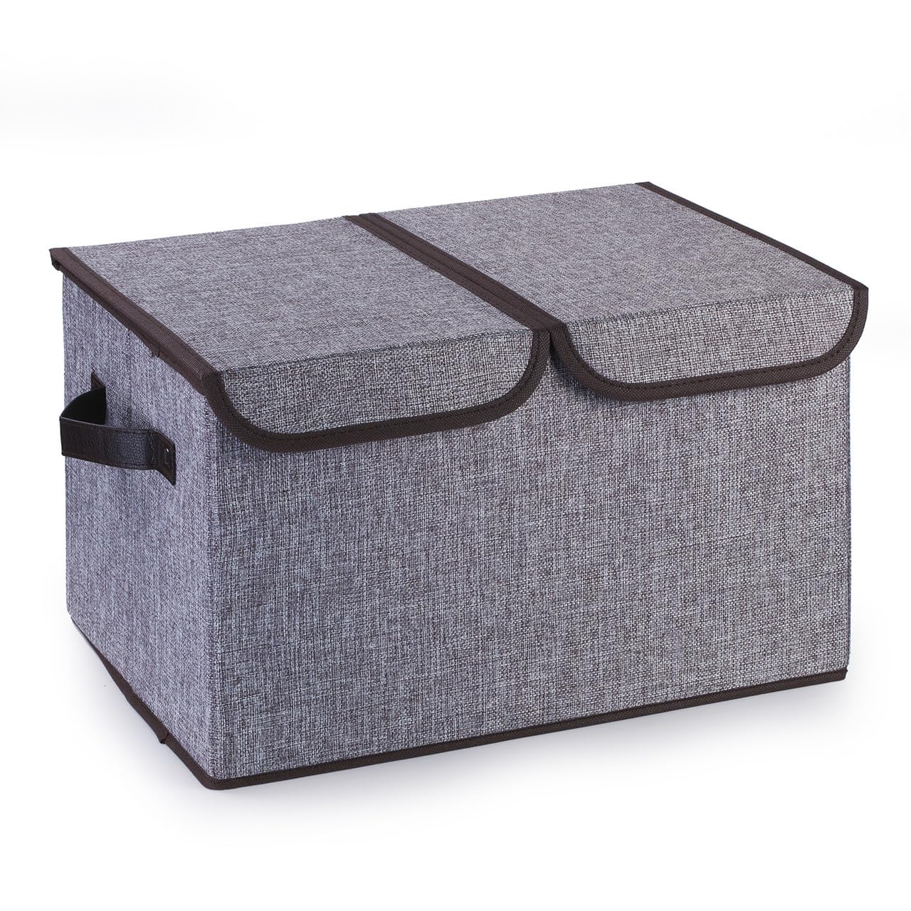 ENOVA HOME Fabric Boxes with Lids, Storage Bins with Handles, Shelf Bins for Organizing, Extra Large Storage Boxes for Linens Clothes, Decorative Storage Containers (Grey, 1 Pcs)