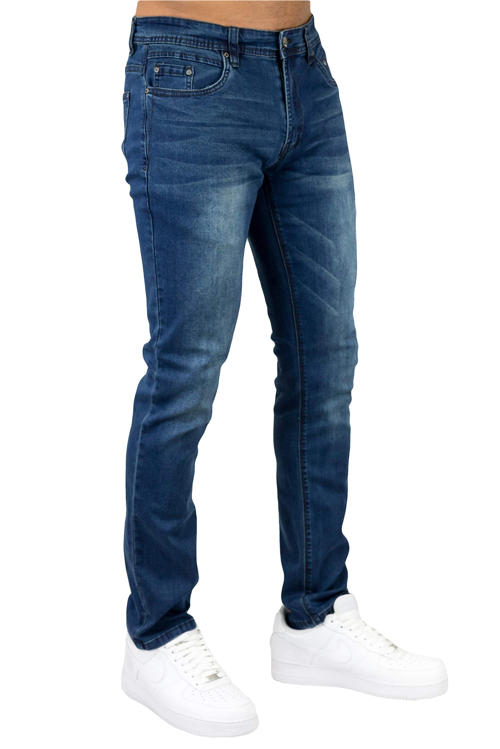 Bleecker and Mercer Men's Stretch Basic Slim Skinny Fit Denim Jean Pants (P005-BM- DK Indigo, 34x30)