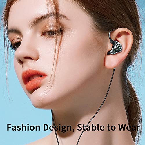 Holiper Dual Driver Wired Headphones with Mic, HD Sound Bass Boosted Ear Buds, Anti-Tangle Braided Cord