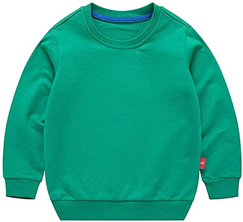 HAXICO Unisex Kids Solid Cotton Pullover Sweatshirt T-Shirt Toddler Baby Boys Girls Crewneck Long Sleeve T-Shirt Tops Blouse Green, 2T