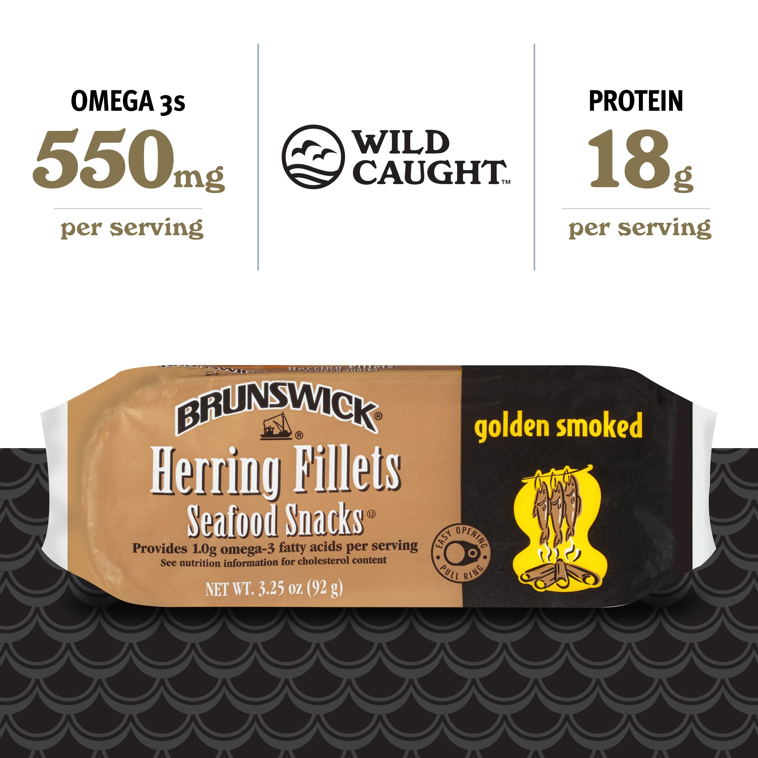 Brunswick Golden Smoked Herring Fillets, 3.25 oz Can (Pack of 12) - 18g Protein per Serving - Gluten Free, Keto Friendly - Great for Pasta & Seafood Recipes