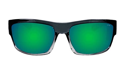 BOMBER Mens Safety Sunglasses, 2 Tone Crystal Frame with Green Mirrored Lens, z87 Compliant, UV Protection, Oversize Lens with Non Slip Foam Lining TR104GM
