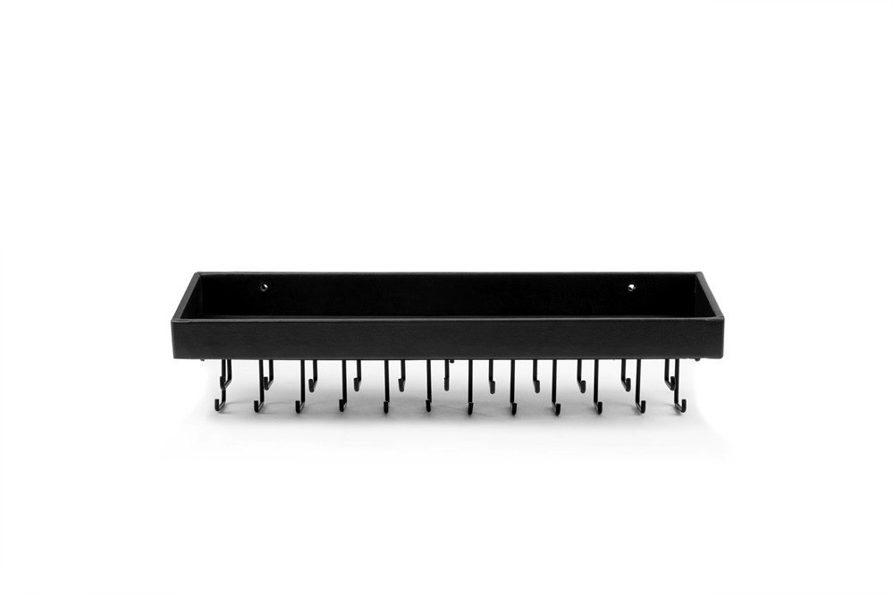 J JACKCUBE DESIGN Jewelry Organizer Necklace Holder with 23 Hooks, Wall Mounted Necklaces Bracelet Earrings Ring Holder Hanger with Shelf (Black, 14.37 x 2.95 x 3.86 inches) - MK208A