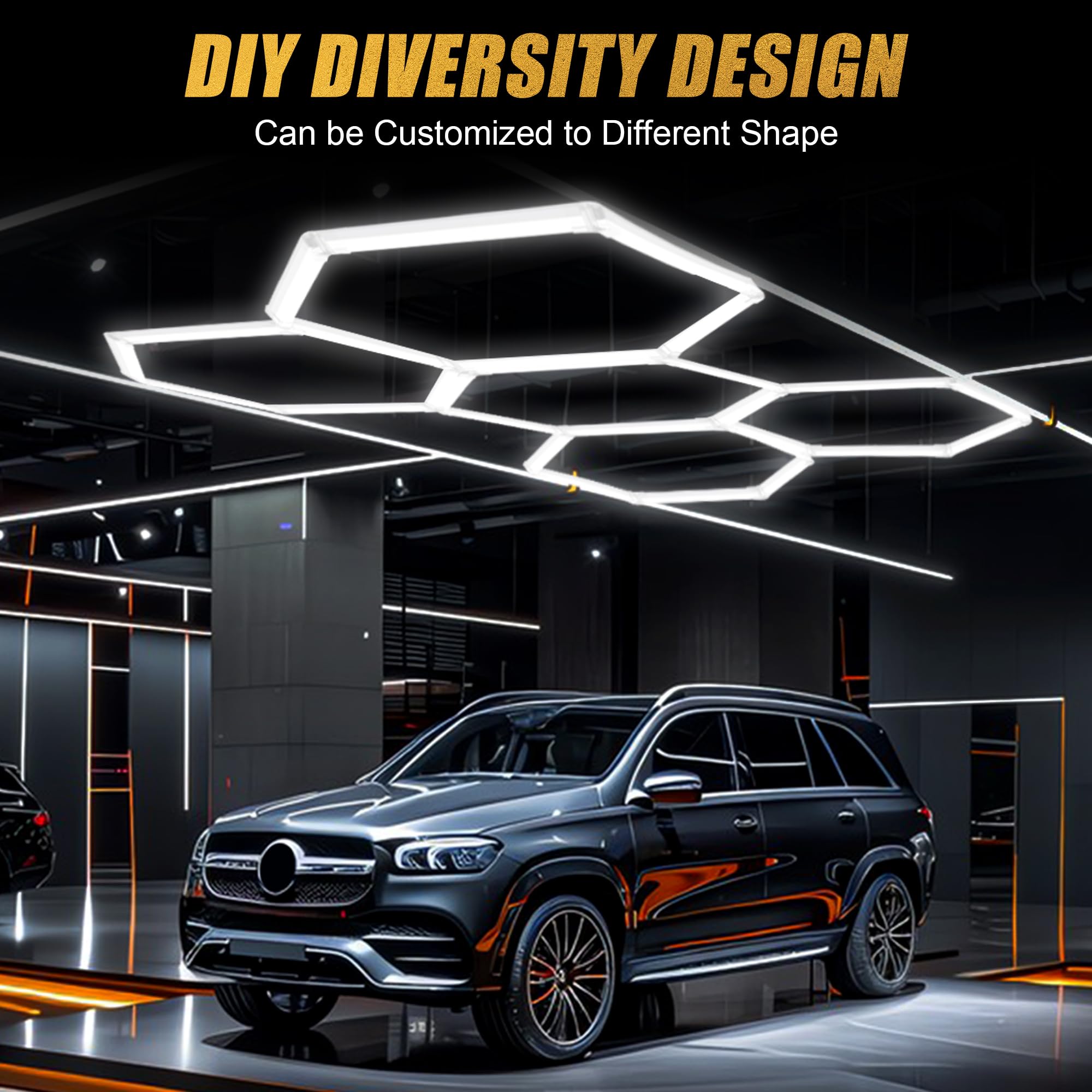 Dimgogo Hexagon LED Garage Ceiling Lights,25 Pack 17280LM Super Bright LED car Lights for Warehouse Basement Workshop Gym Car Detailing Shop Wash Room