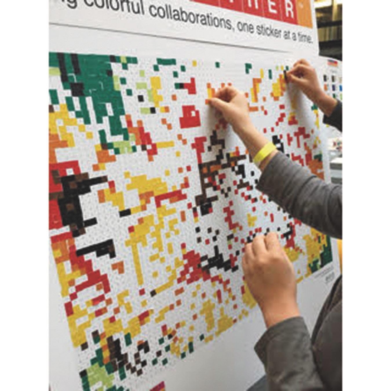 Stick Together Sunflower Sticker Mosaic, Perfect Collaborative Group Project, For Kids, Adults, Sticker by Number, Includes Poster, Stickers, Color Key, and Instructions. Project is 40β x 36β