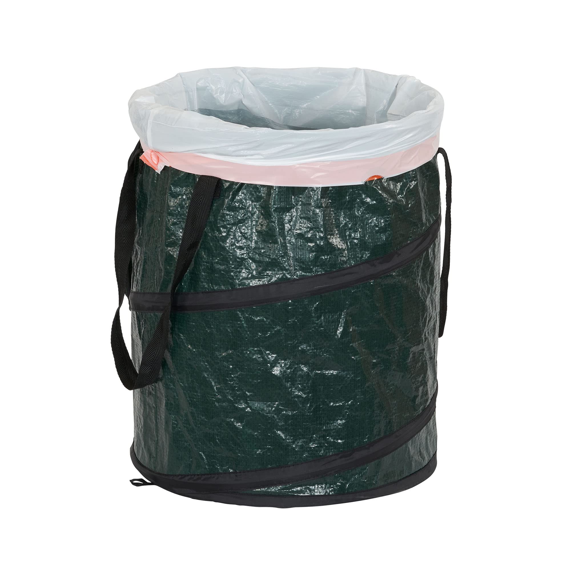 Household Essentials Pop Up Hamper, Pop Up Camping Trash Can, Great for Outdoor or Indoor Use, Portable and Collapsible with Zippered Top, Green