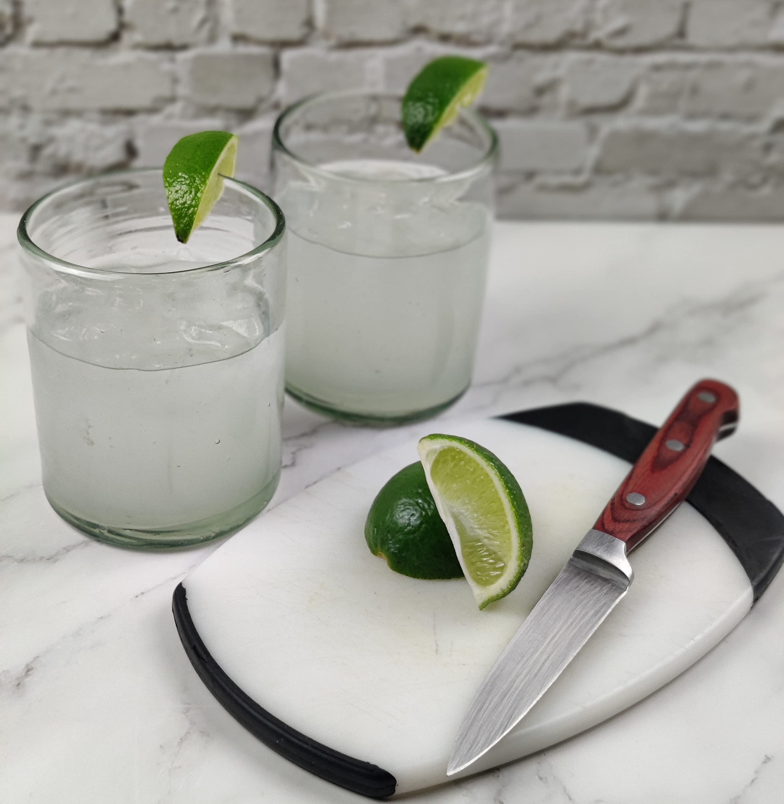 Dos Sueños Hand Blown Mexican Drinking Glasses – Set of 6 Natural Clear Tumbler Glasses (10 oz each)