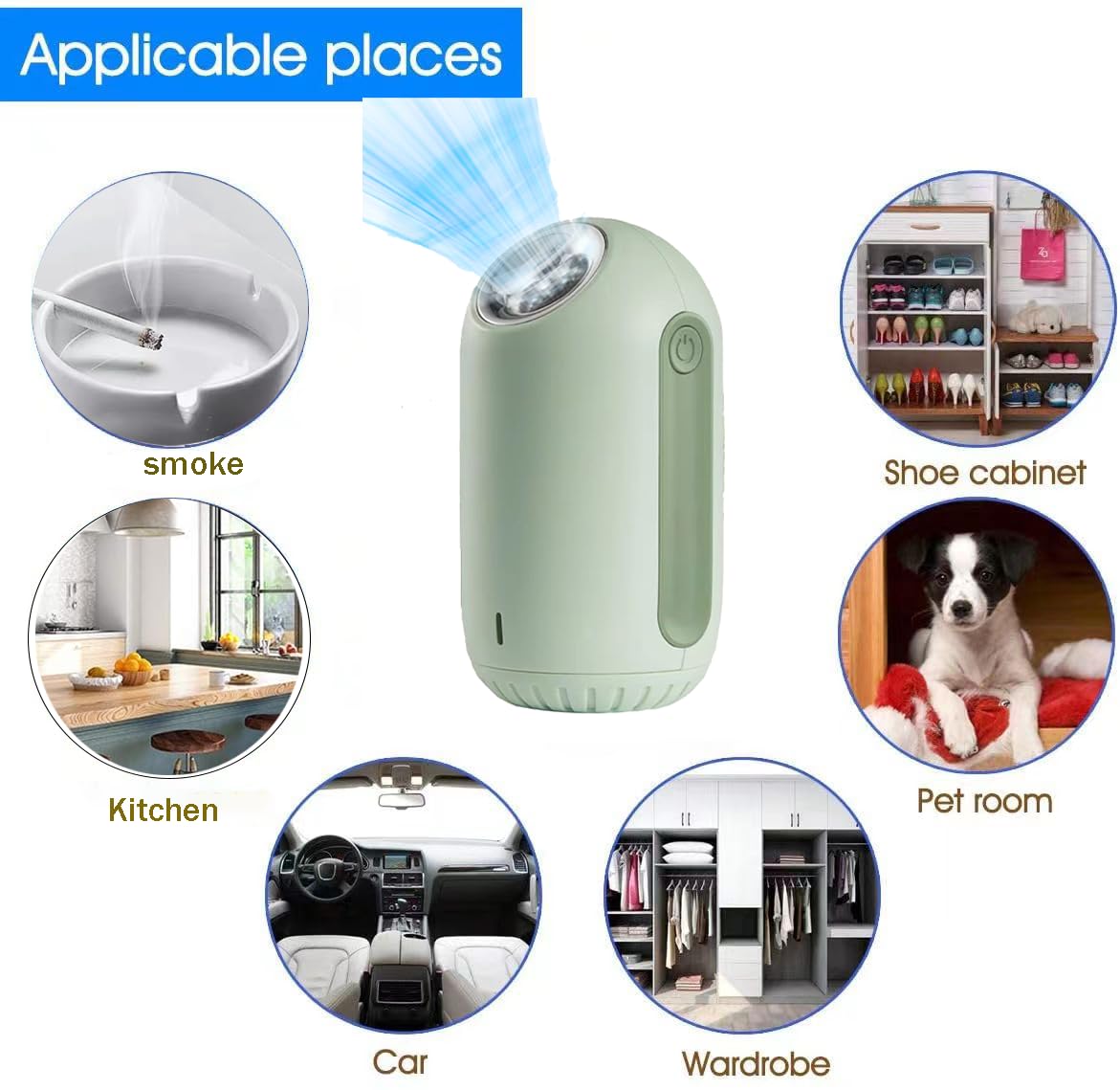 Cat Litter Deodorizer AVALEDAY Portable Ozone Generator for Car Air Purifier with Battery Purify Odor for Pet Room Toilet Closet Wardrobe Fridge Smoke