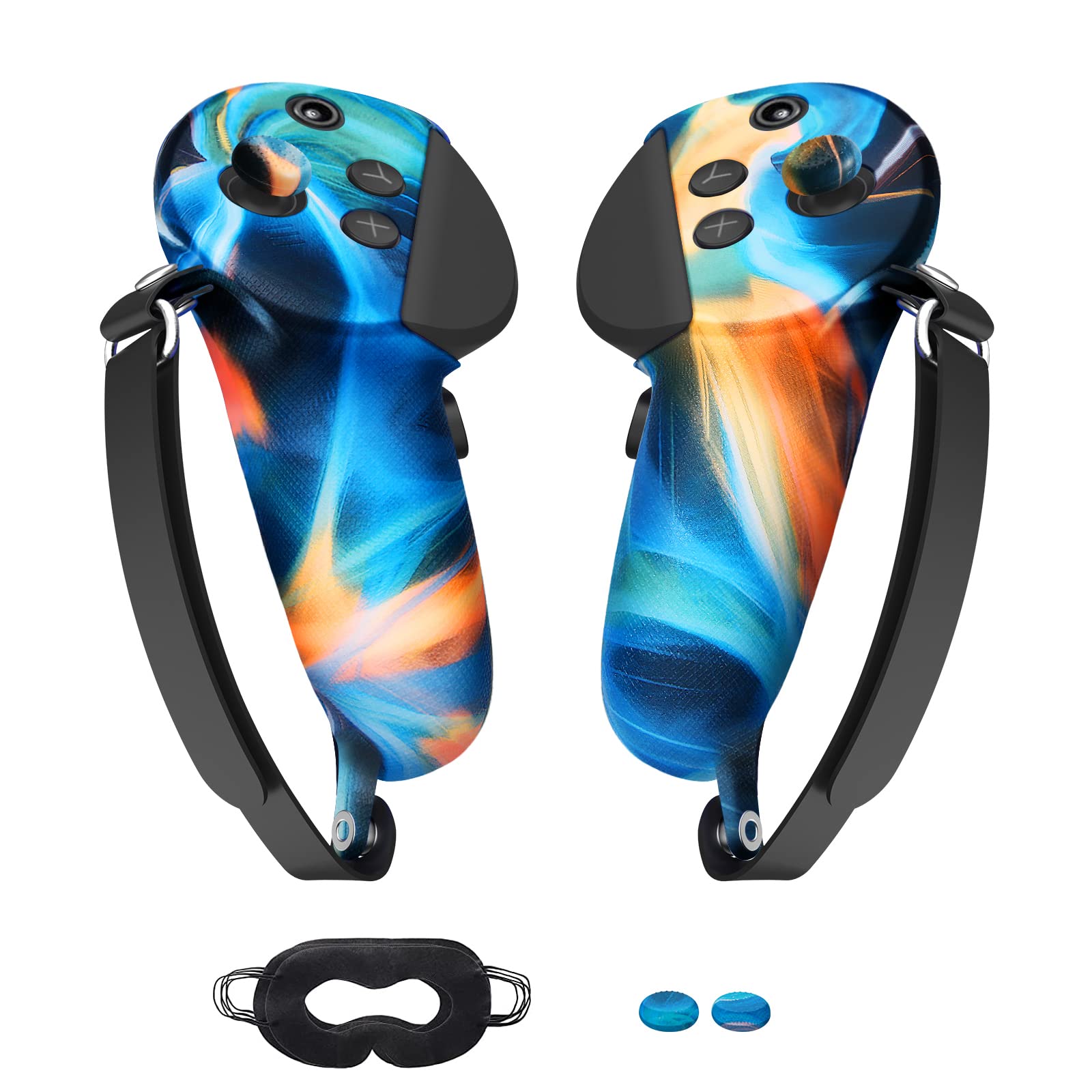 Compatible with Meta Quest Pro Accessories, Silicone Grip Cover Protector with Knuckle Straps for Quest Touch Pro Controller, Anti-Throw/Steady Signal/Unobstructed Camera Tracking (Aurora)