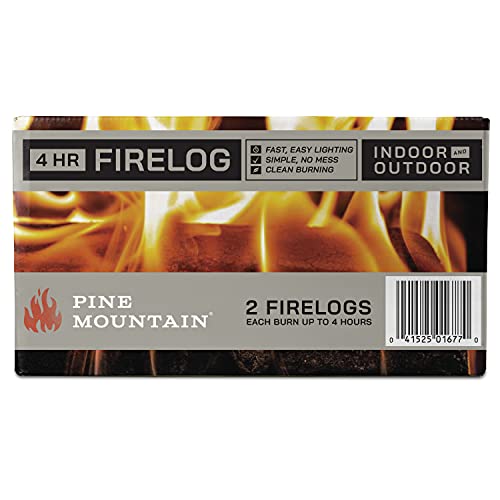 Pine Mountain Traditional 4-Hour Firelogs, Easy Starter Logs, Long Burning Firelog for Fireplace, Campfire, Fire Pit, Indoor & Outdoor Use, 2 Pack