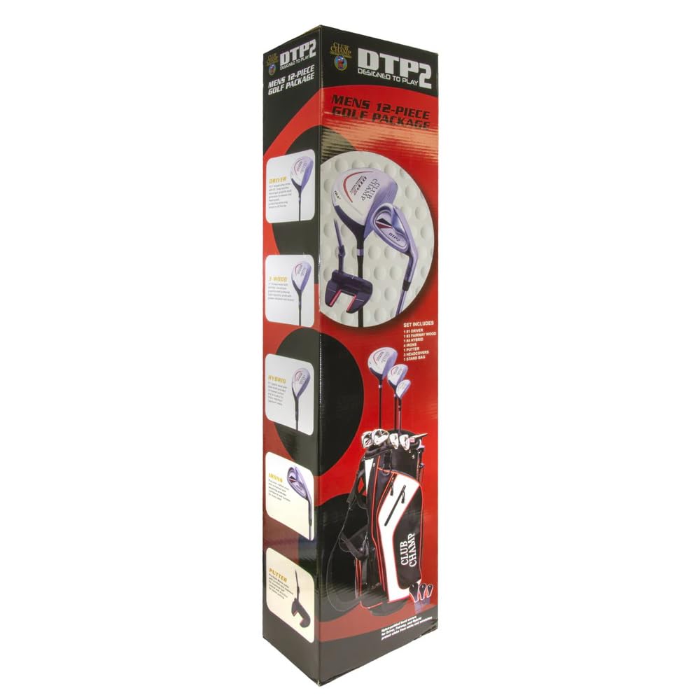 Club Champ DTP2 Men's 12 Piece Golf Package, Black/Red