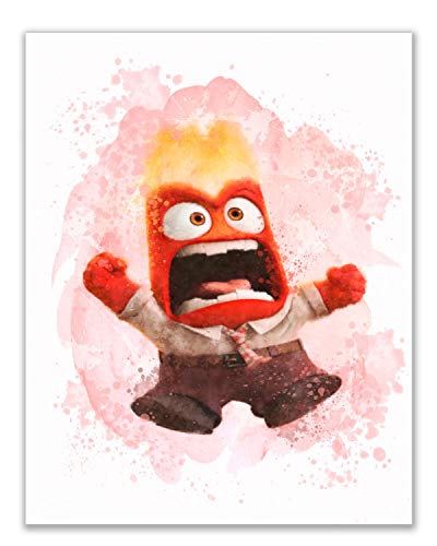 Inside Out Watercolor Wall Art Prints - Set of 6 (8 inches by 10 inches) Photos - Joy Sadness Fear Anger Disgust Bing Bong
