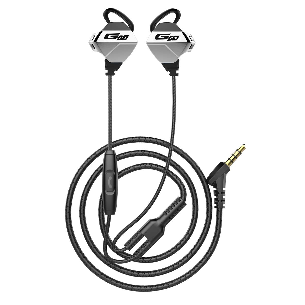 LancaTune Gaming Earbuds with mic in-Ear Gaming Headset with 3.5mm Jack Dual Microphones Design Noise Cancelling for Mobile Gaming, Nintendo Switch, Xbox One, PS4, PS4 Pro, Laptop, PC- Black/Silver