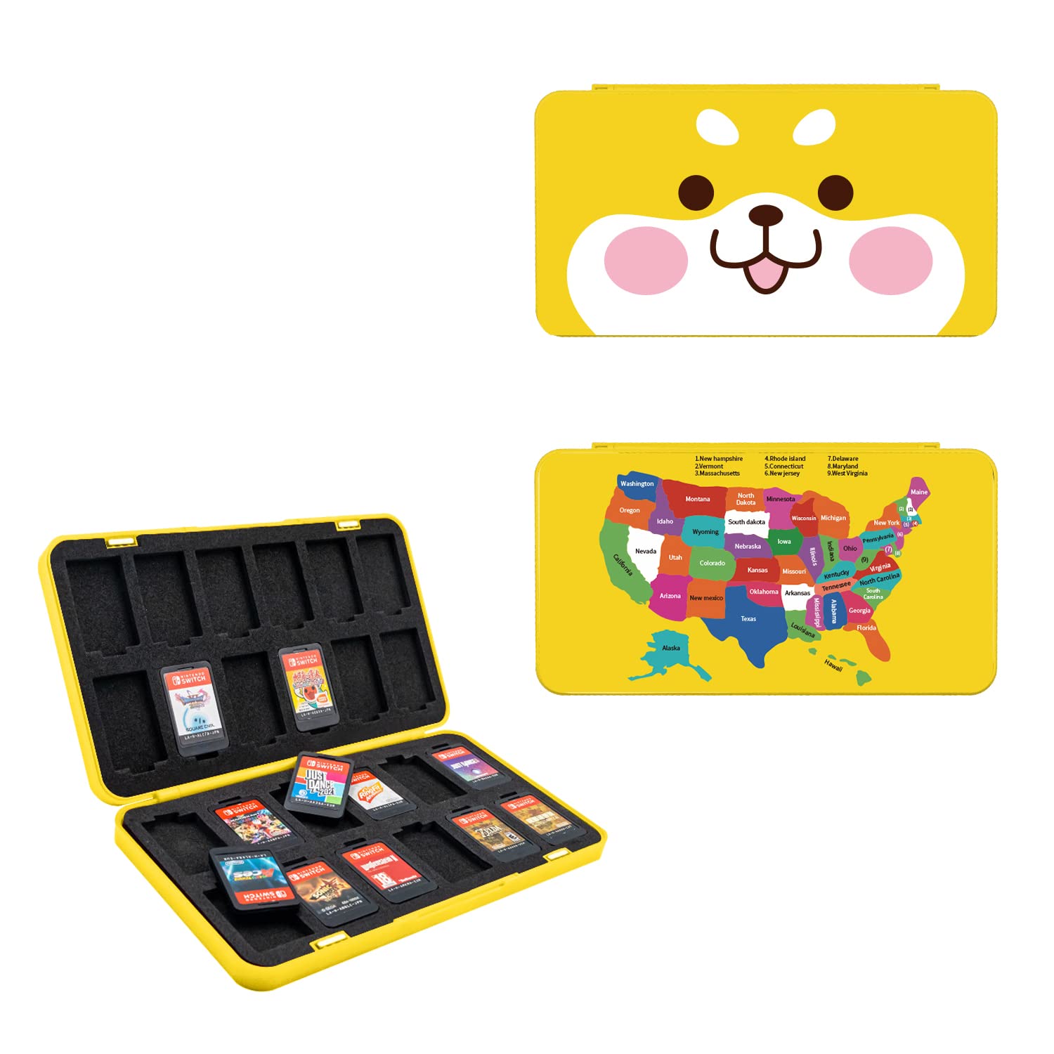 DAHAKII 2 Packs 24 Game Card Holder Storage Case Compatible with Nintendo Switch Game Case Holder Game Card Holder Case (Yellow)
