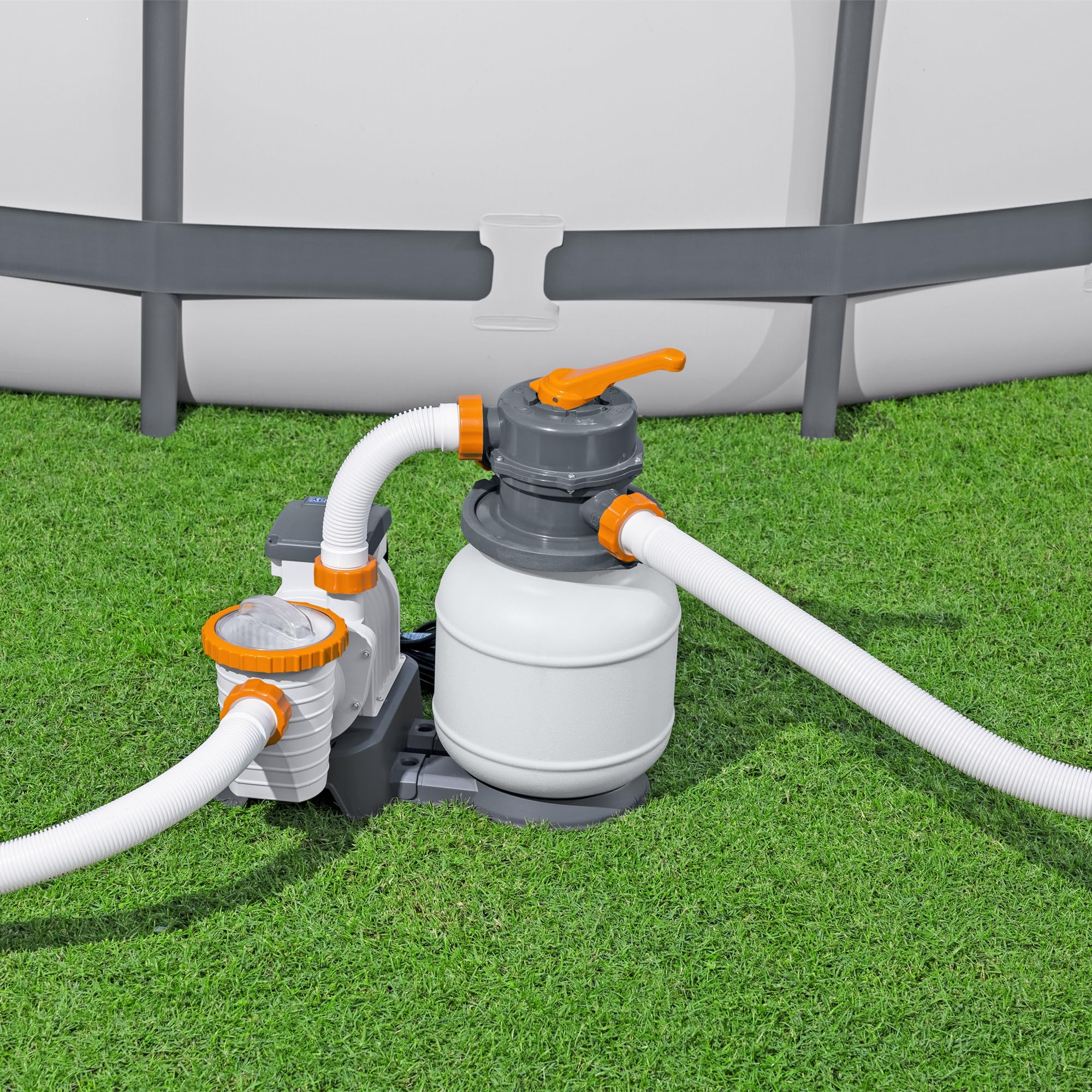 Bestway 58498E Flowclear 1500 Gallon Sand Filter Pool Pump for Above Ground 300 to 11,200 Gallon Swimming Pools with Adapter (Sand is Sold Separately)