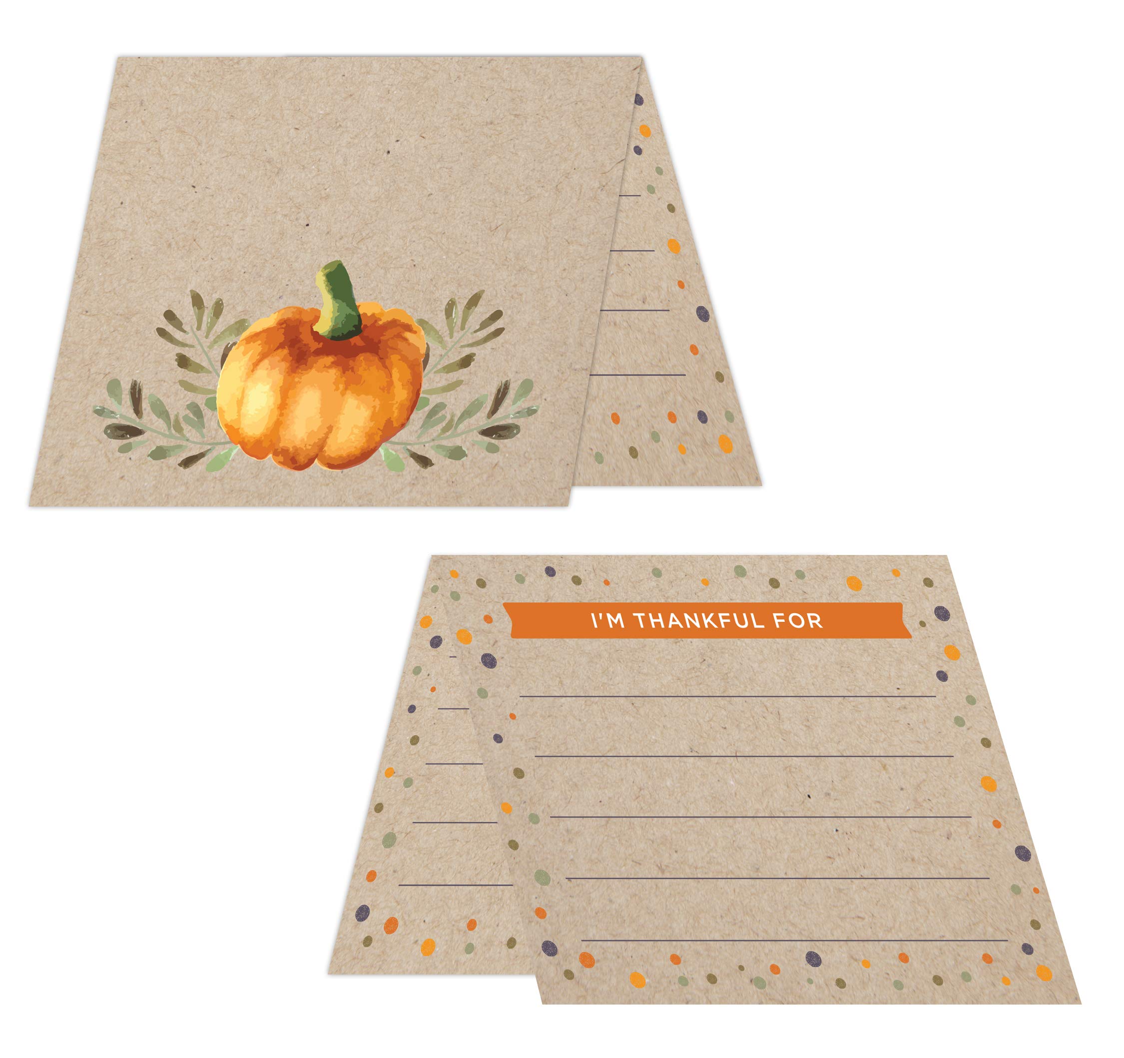 Koko Paper Co Thanksgiving Place Cards with Fill-in Gratitude Cards | Pack of 50 Cards | Printed on Heavy Card Stock.