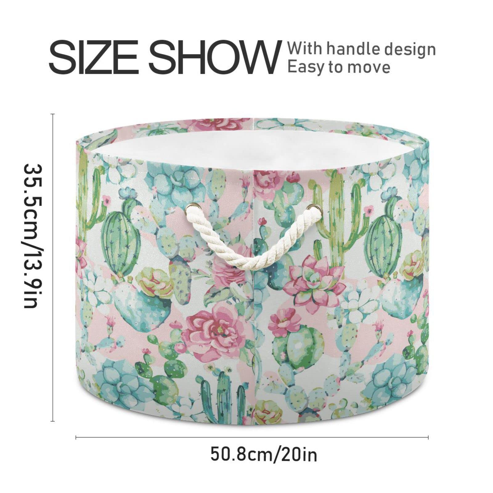 Cactus Cotton Rope Basket Floral Baby Laundry Basket for Blankets Toys Storage Basket Bins Box Organizer Basket