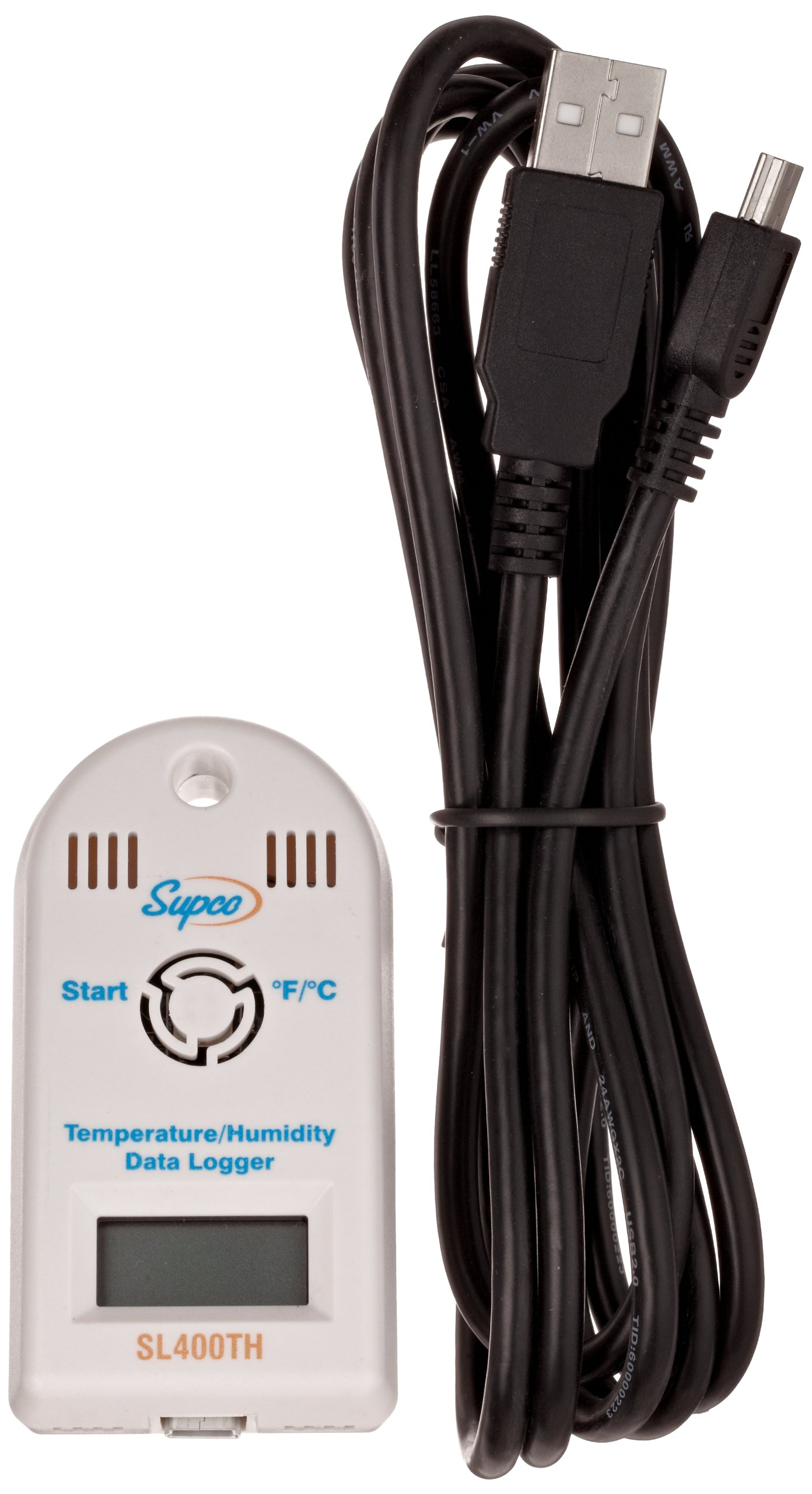 Supco SL400TH Mini Data Logger with LCD Display, Temperature, Humidity and Dew Point, 3" Length x 1-19/32" width x 19/32" Height