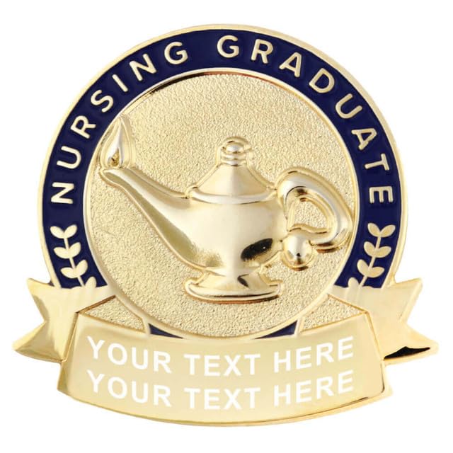 PinMart Nursing Graduate Lamp of Knowledge Engravable Personalized Lapel Pin