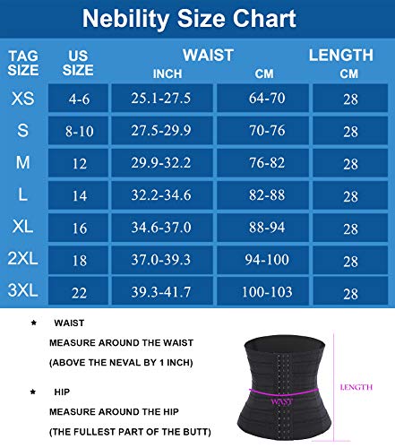 Nebility Women Waist Trainer Shapewear Tummy Control Waist Cincher Slim Body Shaper Workout Girdle Underbust Corset (S, Black)