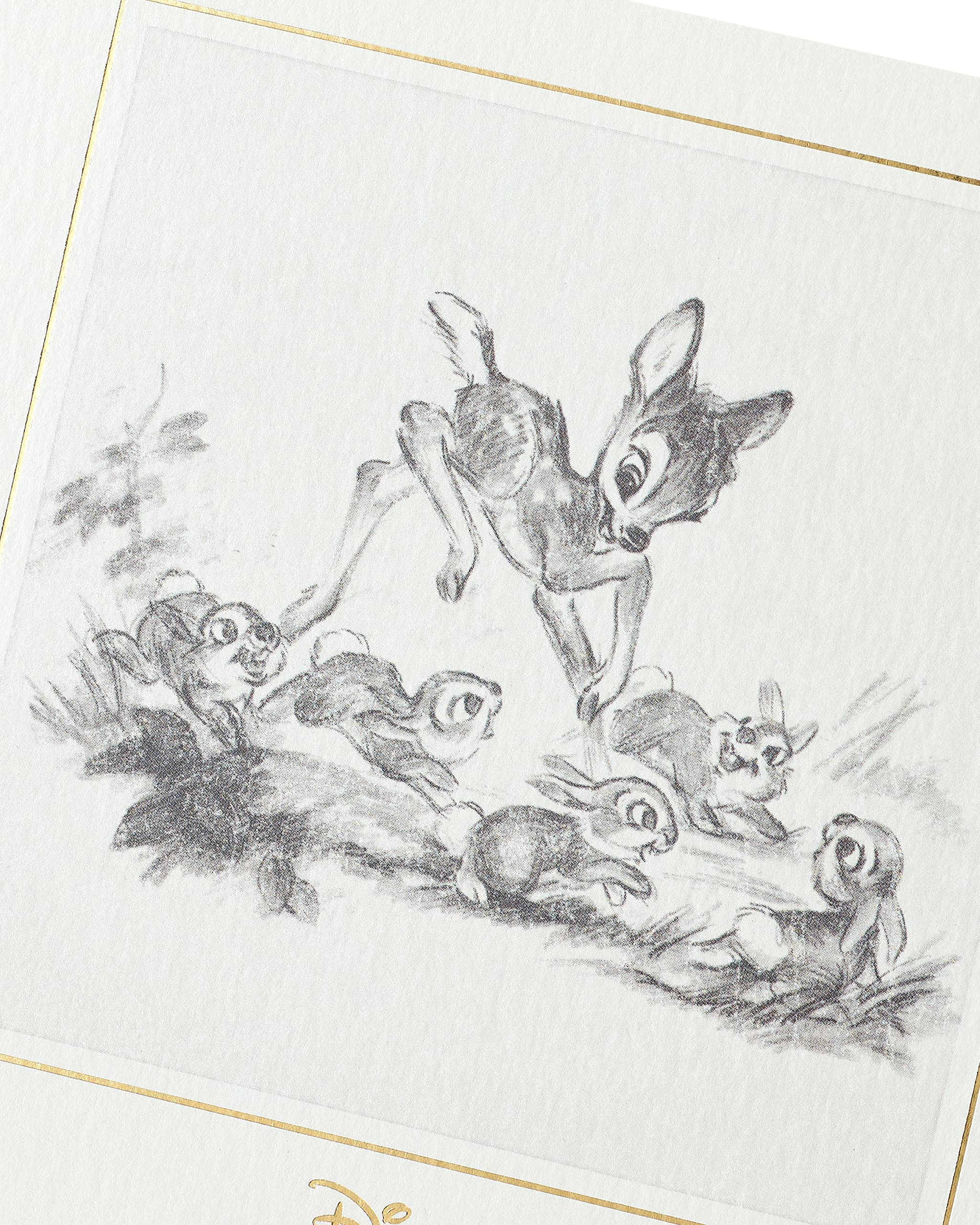 UK Greetings Disney Birthday Card - Bambi Birthday Card - Birthday Card for Her - Bambi Original Sketch - Blank Card