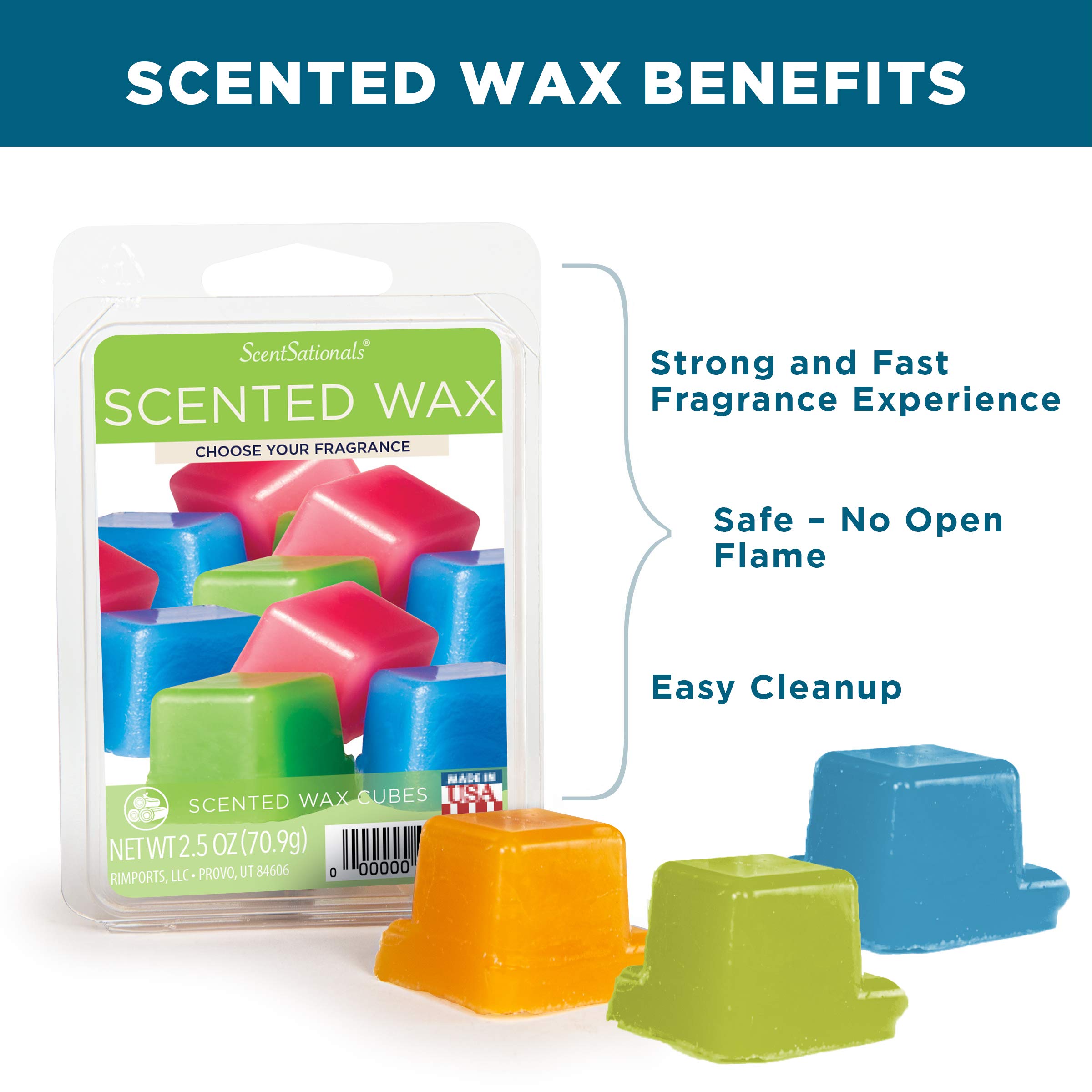 Scentsationals Scented Wax Cubes - Happy Home - Fragrance Wax Melts Pack, Electric Home Warmer Tart, Wickless Candle Bar Air Freshener, Spa Aroma Decor Gift - 2.5 oz (4-Pack)