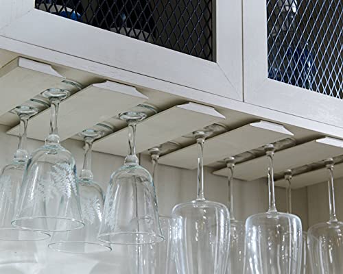 Home Source Jill Zarin White Bar Cabinet with Mesh Doors and Stem Glass Placement