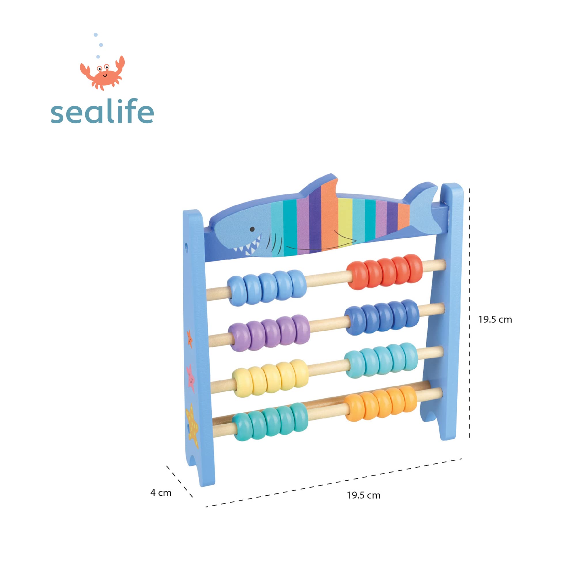 Orange Tree Toys Shark Wooden Abacus | Hand Painted Colorful Wooden Educational Puzzle Toy for Toddlers 3+, Sustainably Made, Perfect for Learning Math and Practicing Counting